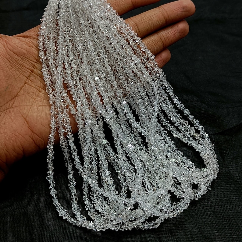 AAAA Clear Herkimer Diamond Beads, Natural Diamond Nugget Beads, Double ...