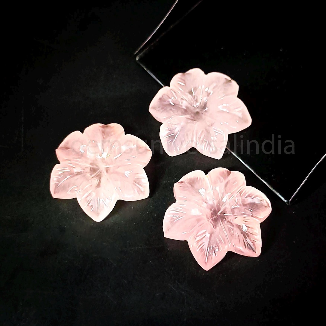 Gorgeous Rose Quartz Flower Shape Gemstone, Hand Carved Gemstone Flower ...