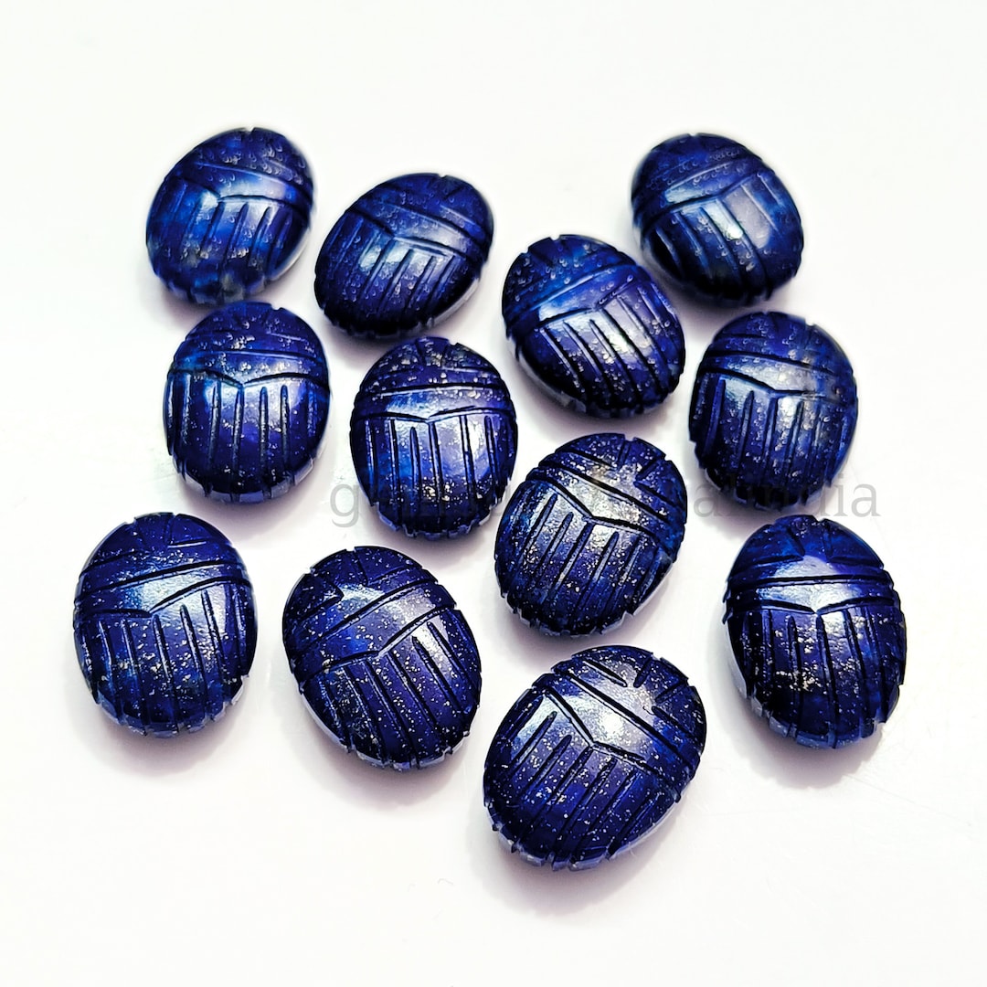 Natural Lapis Lazuli Scarabs Beads, Boho Egyptian Scarabs Shape, Beetle ...