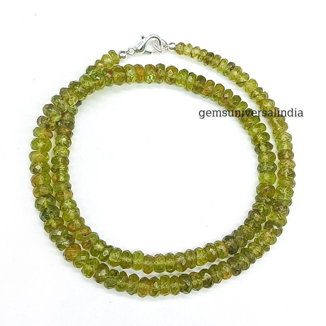 Gorgeous Peridot Beaded Necklace, Natural Peridot Faceted Rondelle ...