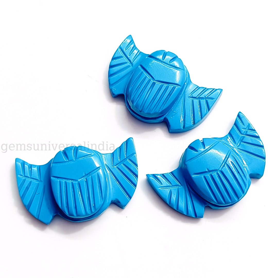 Blue Turquoise Wings Scarabs Beads, Boho Egyptian Scarabs Shape, Beetle ...