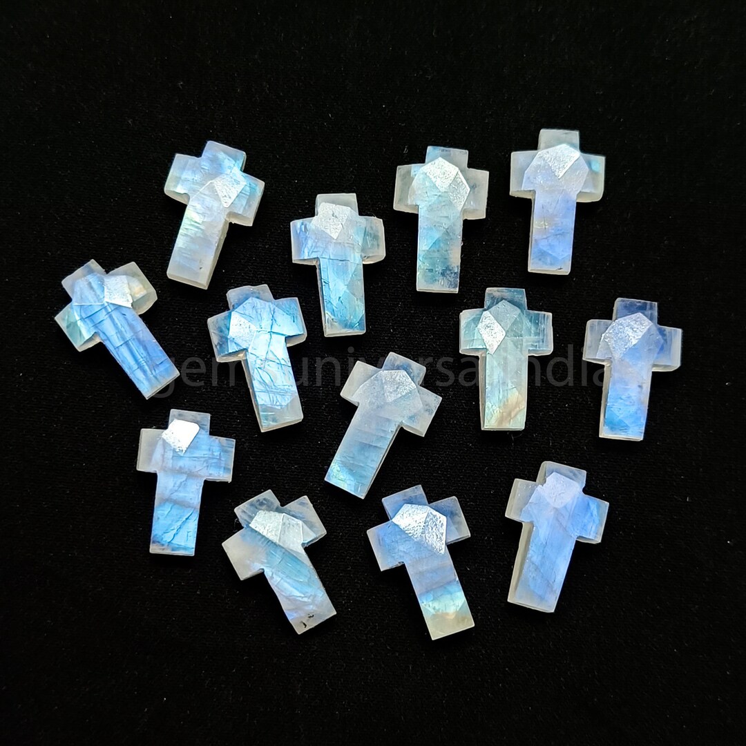 Flashy Rainbow Moonstone Cross Shape Gemstone, Natural Moonstone ...