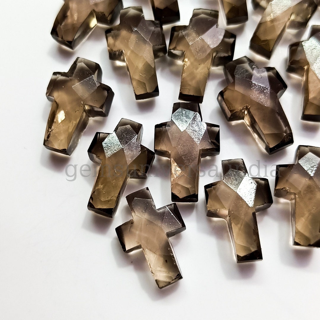 AAA Smoky Quartz Cross Shape Gemstone, Hand Carved Cross Beads for ...