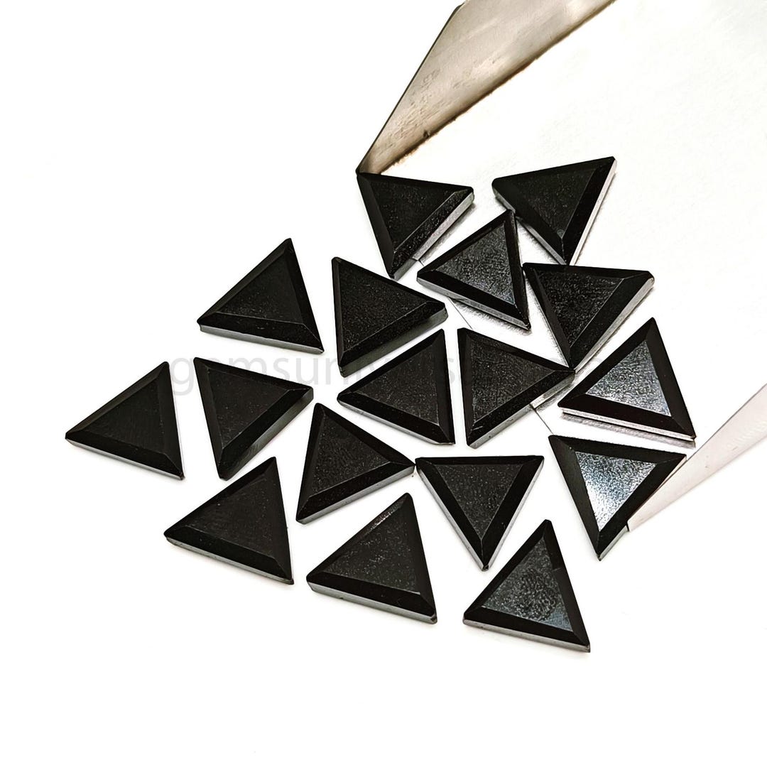 Natural Black Onyx Faceted Triangle Shape Gemstone, AAA Black Onyx ...