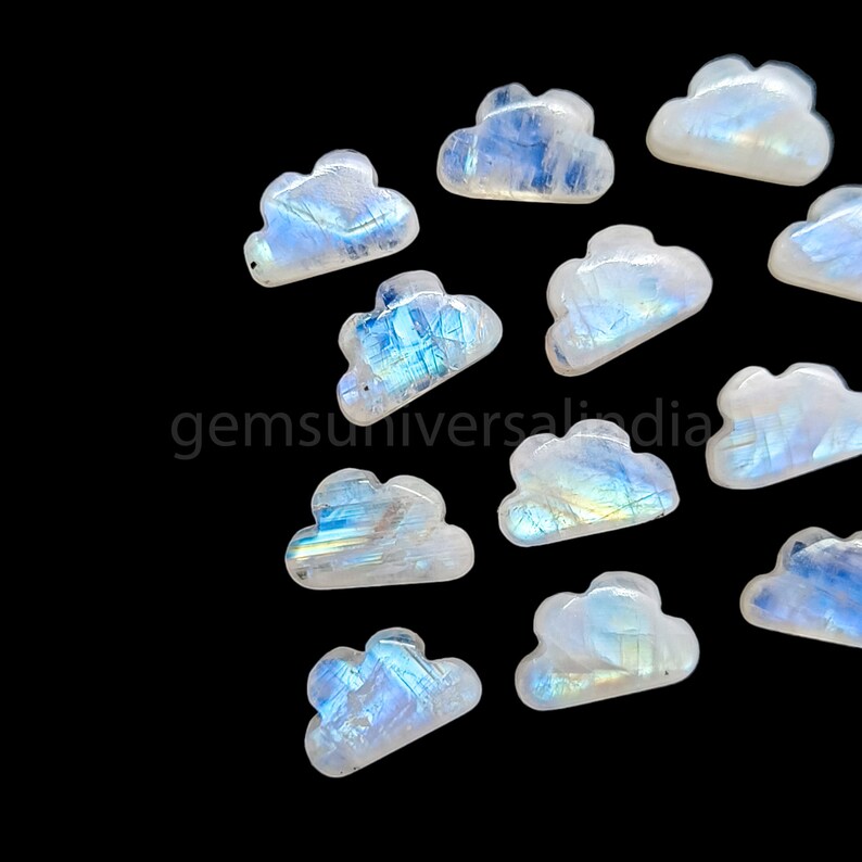 Flashy Rainbow Moonstone Cloud Shape Gemstone, Faceted Hand Carved ...