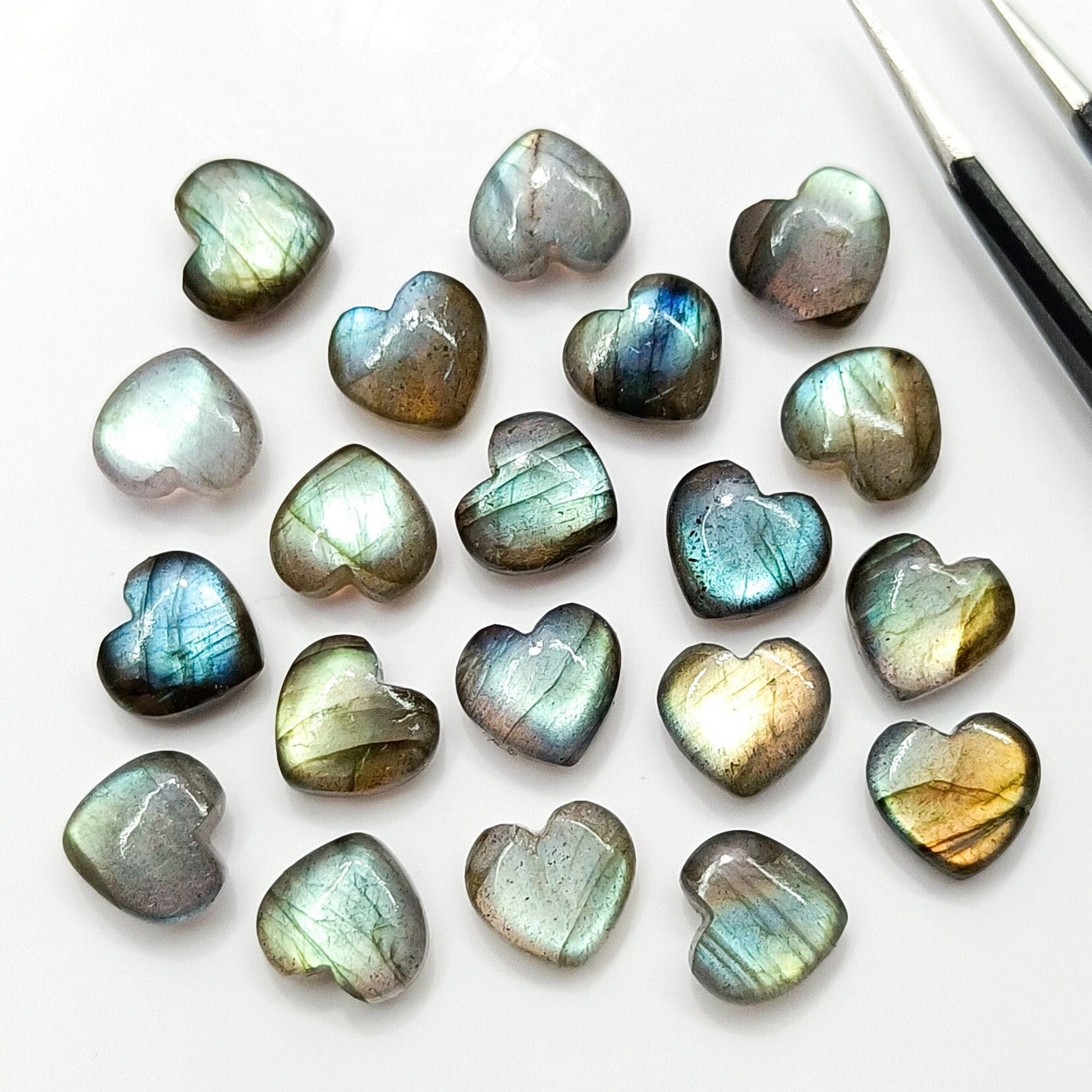 Flashy Labradorite Heart Shaped Gemstone, Smooth Hand Carved Heart ...