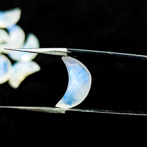Flashy Rainbow Moonstone Moon Shape Gemstone, Faceted Hand Carved ...