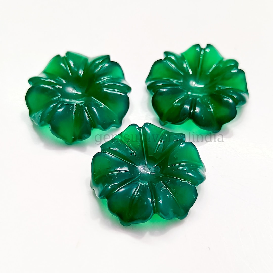 AAA Grade Green Onyx Flower Shape Gemstone, Natural Onyx Carving ...