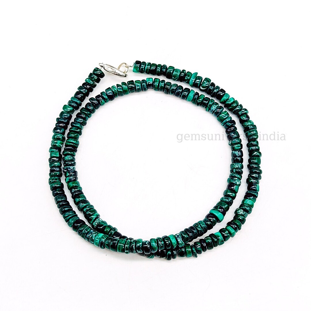 Dainty Malachite Choker Necklace, Natural Malachite Heishi Beads ...