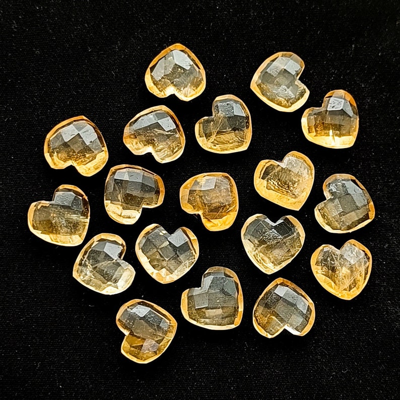 Natural Citrine Heart Shaped Gemstone, Faceted Hand Carved Heart Beads ...