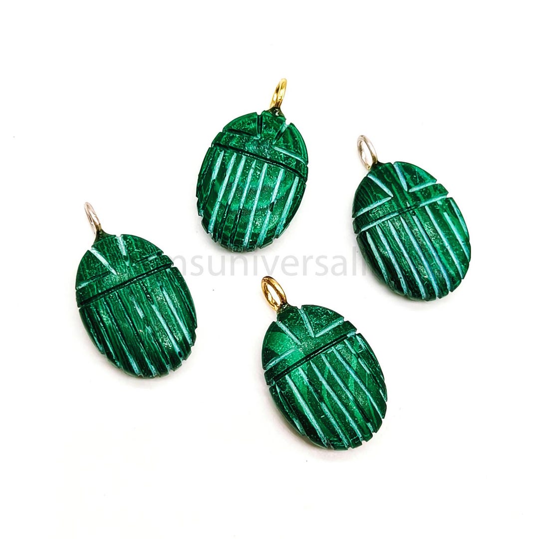 AAA Green Malachite Scarab Carved Gemstone Charms, Malachite Scarab ...