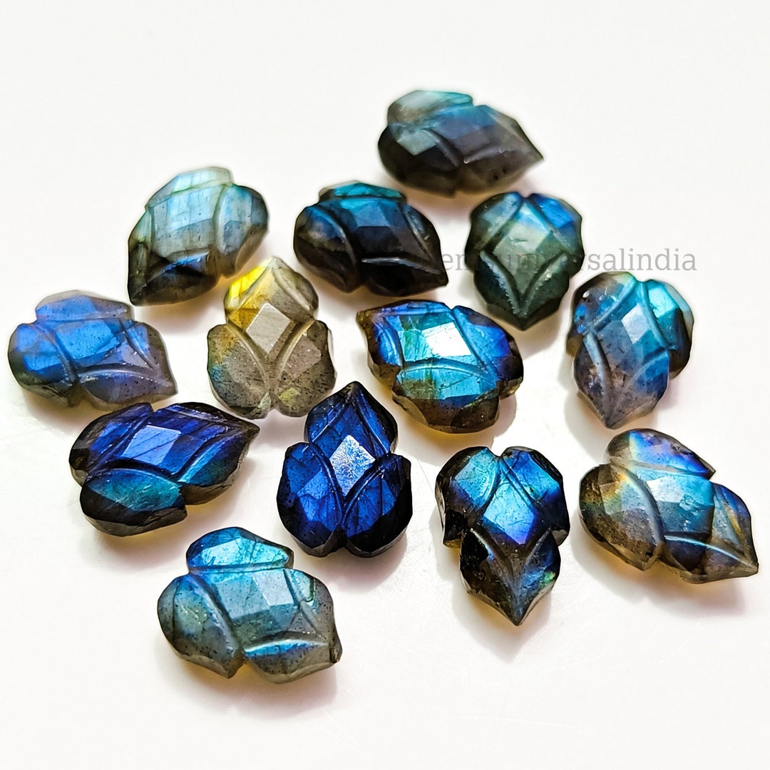 Flashy Labradorite Carved Leaf Shape Gemstone, Faceted Crystal Leaf ...