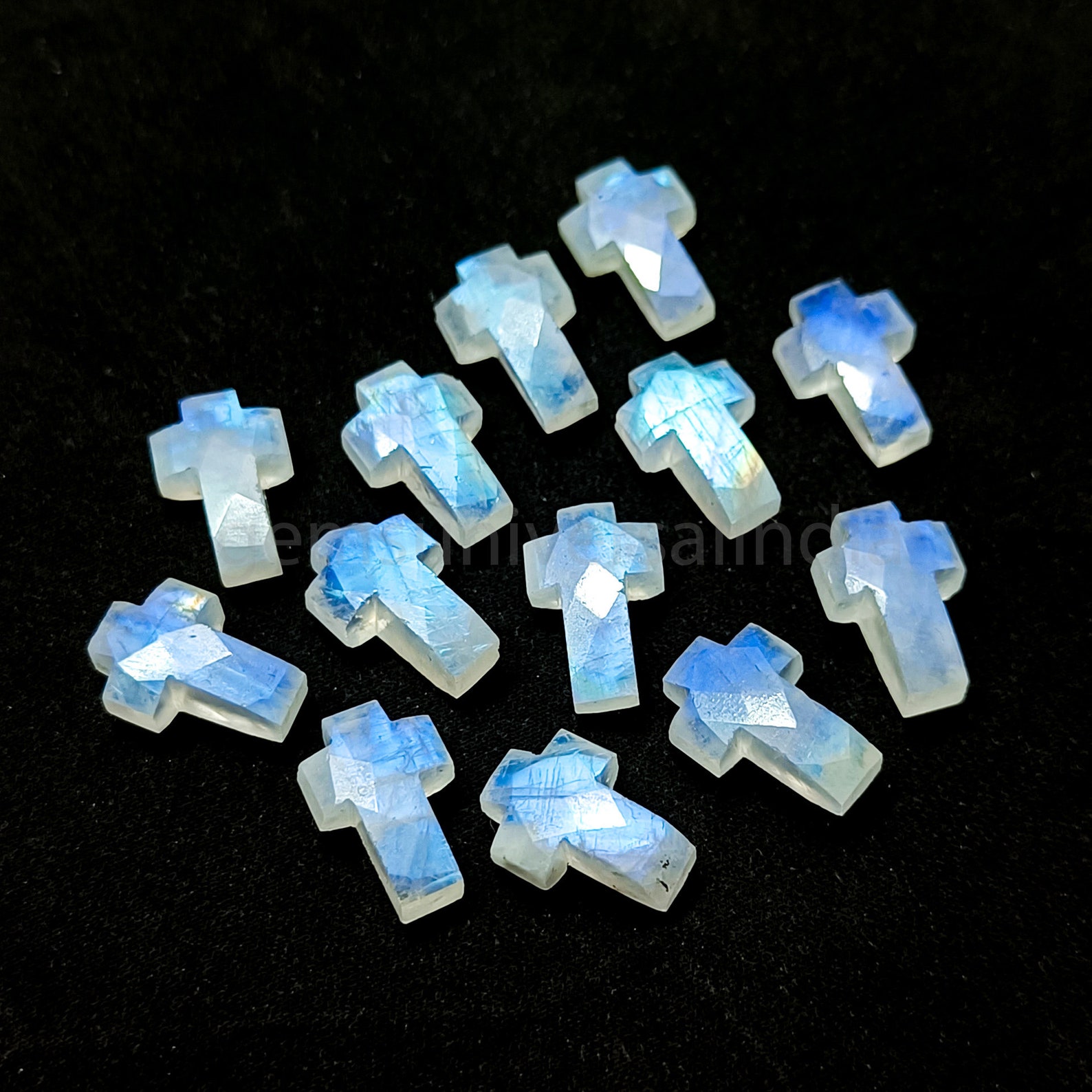 Flashy Rainbow Moonstone Cross Shape Gemstone, Hand Carved Cross Beads ...