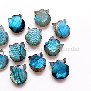 AAAA Labradorite Cat Shape Gemstone, Natural Labradorite Faceted Cat ...