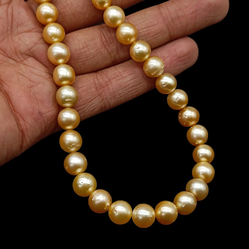 Exceptional Quality Golden South Sea Pearl Beads, Genuine South Sea ...