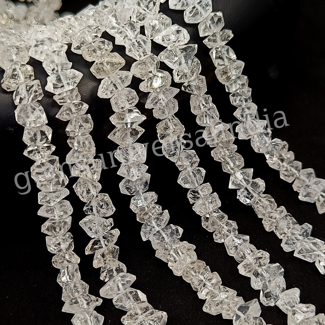 White Herkimer Diamond Beads, 100% Natural Herkimer Beads, Herkimer ...