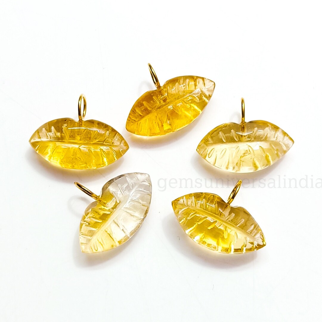 Citrine Carved Gemstone Lip Pendant, Citrine Lips Pendant, 14k Gold ...
