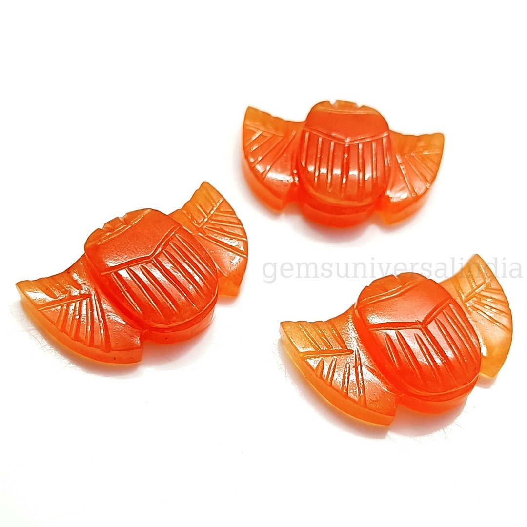 AAA Carnelian Scarab Shape Gemstone, Natural Carnelian Beetle Face ...