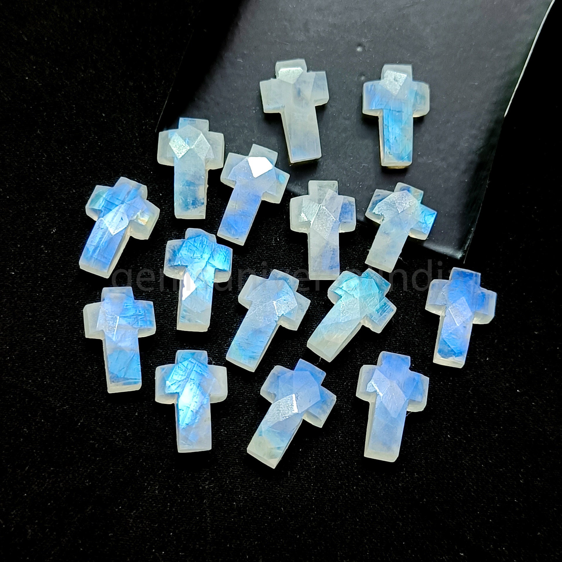 Flashy Rainbow Moonstone Cross Shape Gemstone, Hand Carved Cross Beads ...