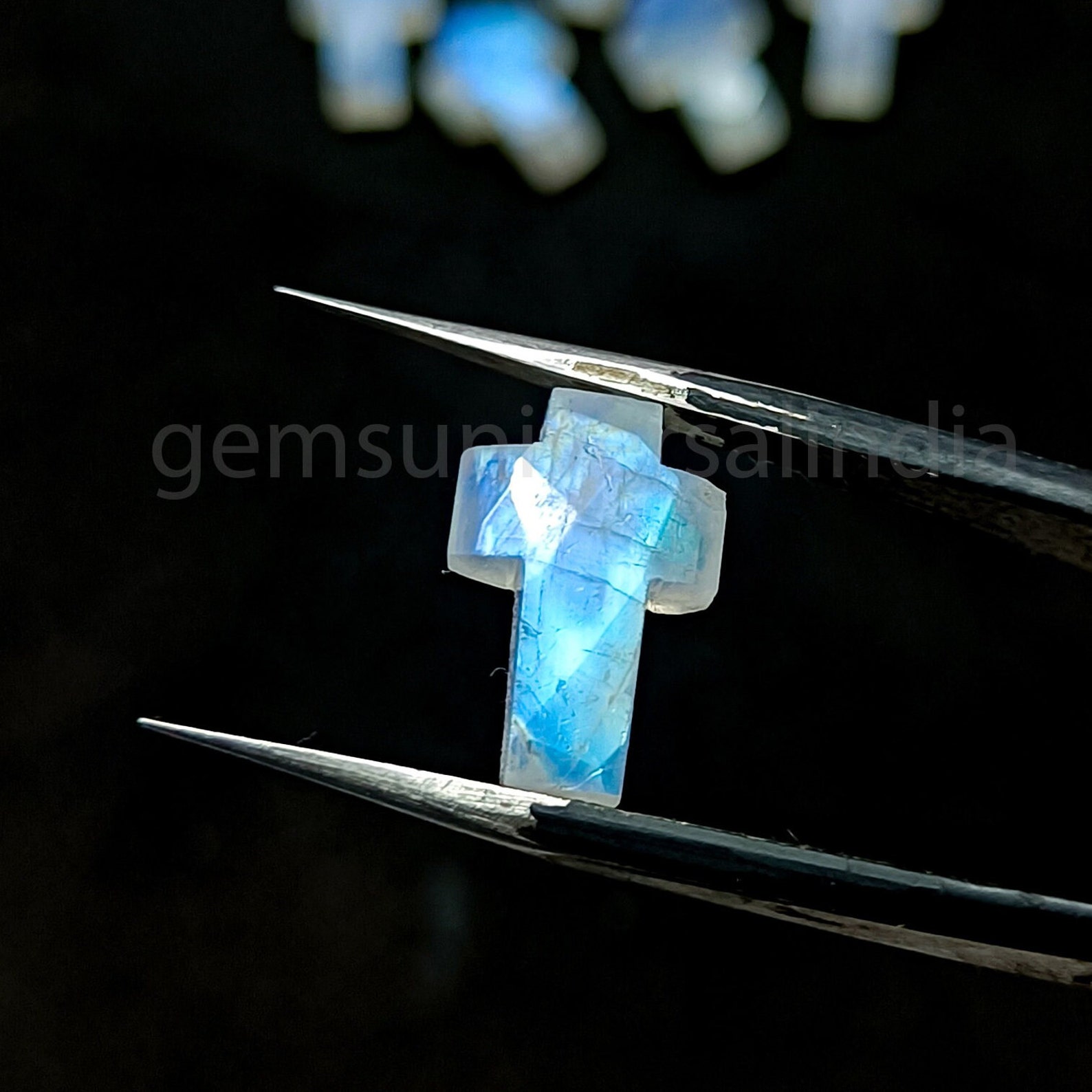 Flashy Rainbow Moonstone Cross Shape Gemstone, Hand Carved Cross Beads ...