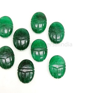 Natural Green Jade Scarab Carved Gemstone Beads, AAA Jade Beetle Face ...