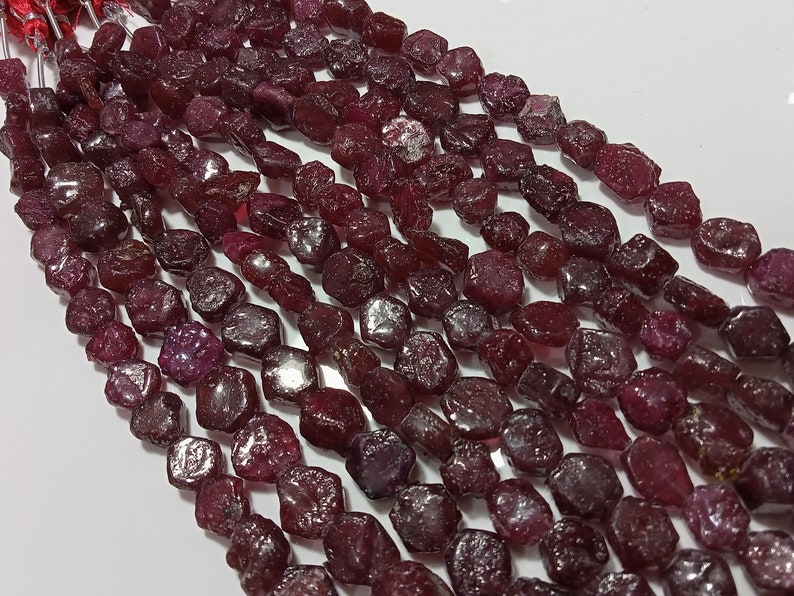 Shiny Red Ruby Uncut Chip Beads, 100% Natural Glass-filled Ruby Uncut ...