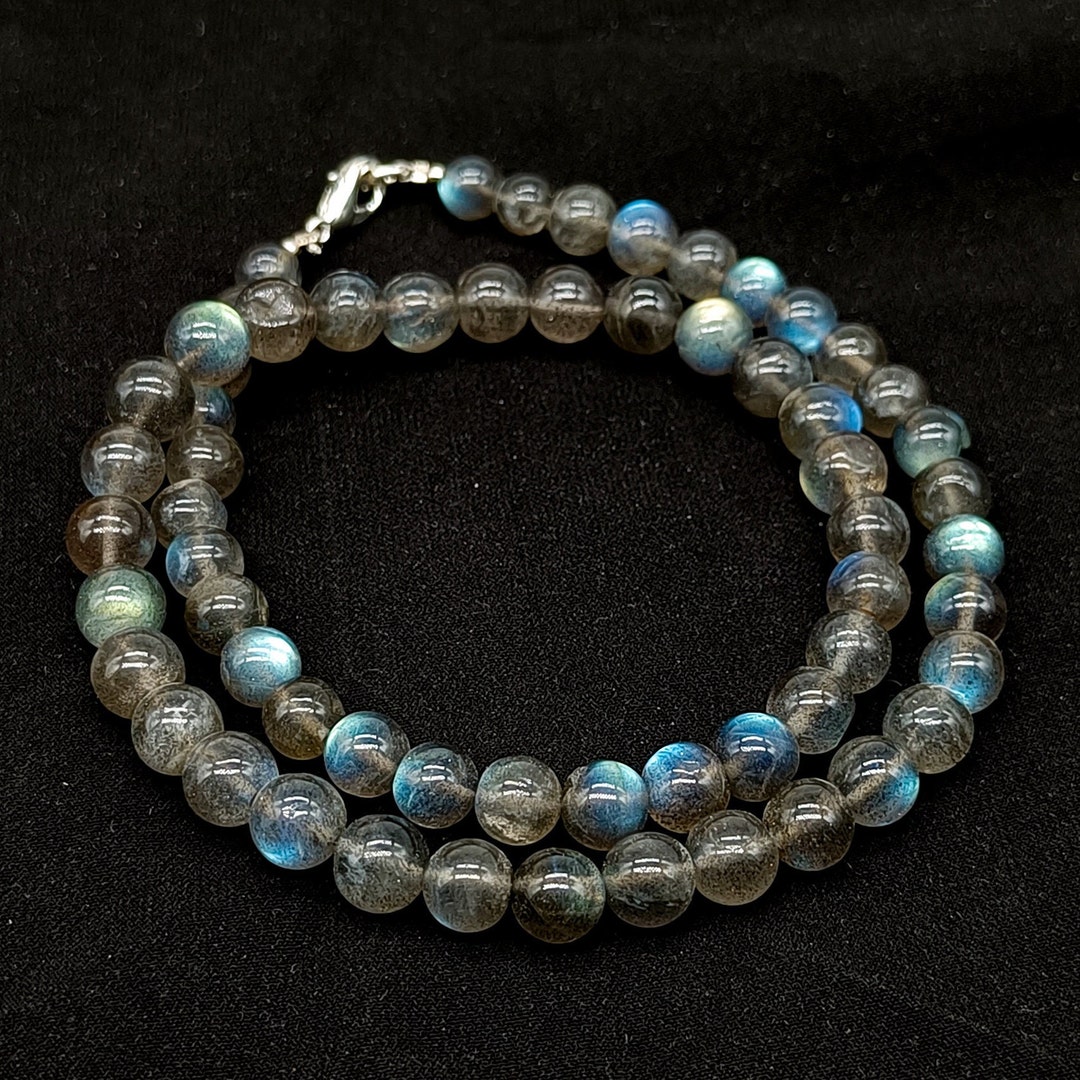 Dazzling Flashy Labradorite Round Beads Necklace, Labradorite Beaded ...