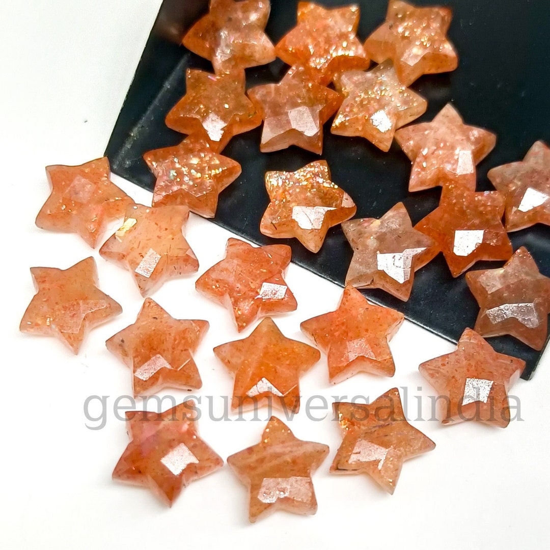 Shiny AAA Sunstone Star Shape Gemstone, Faceted Hand Carved Star Beads ...