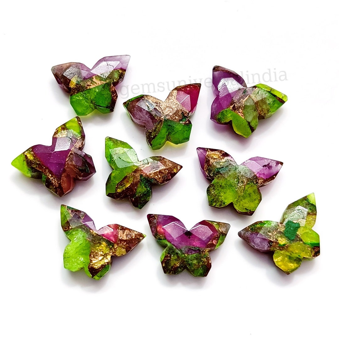 Ruby Red Mohave Turquoise Butterfly Carved Gemstone, Mini Butterfly ...