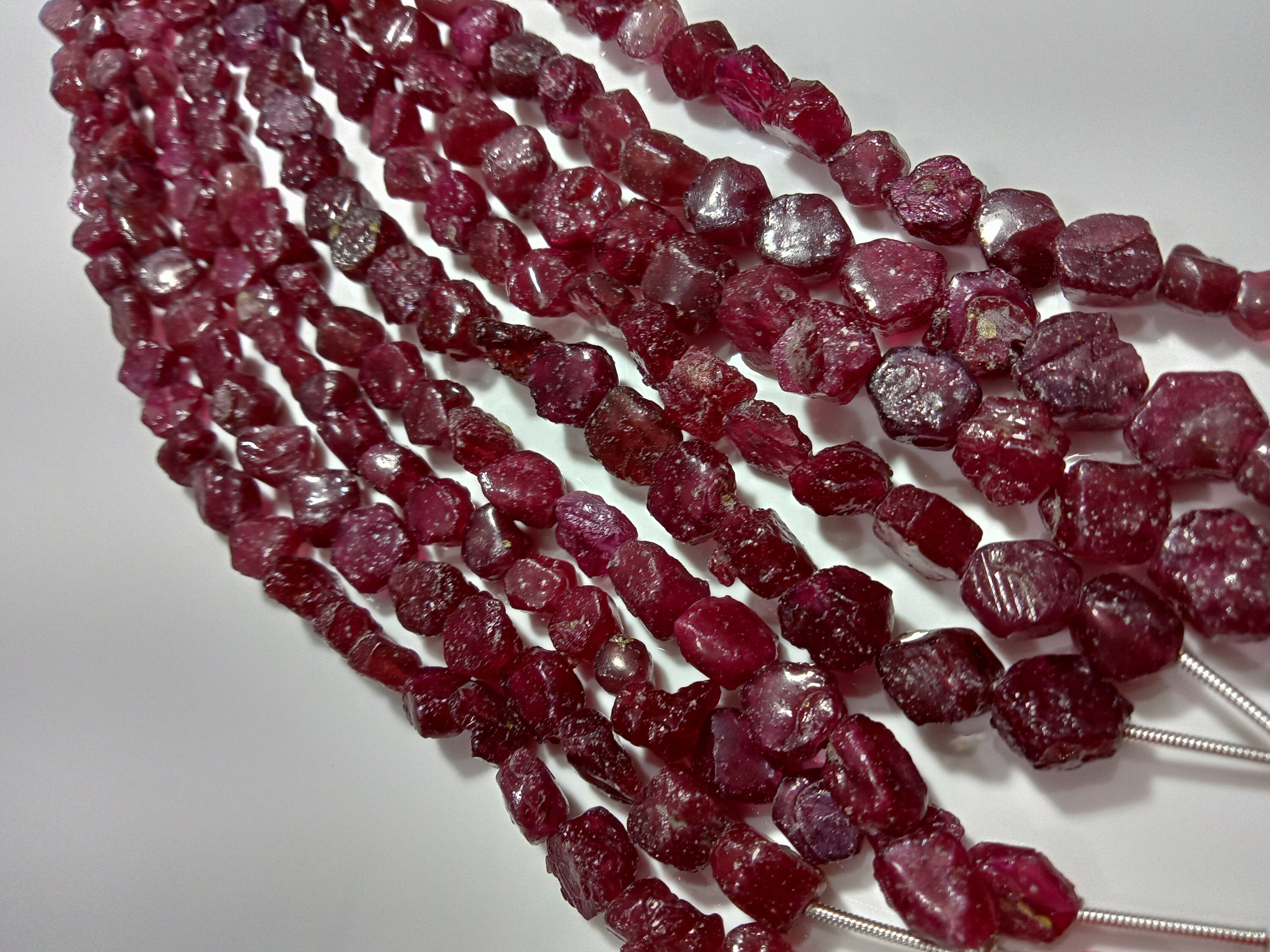 Shiny Red Ruby Uncut Chip Beads, 100% Natural Glass-filled Ruby Uncut ...