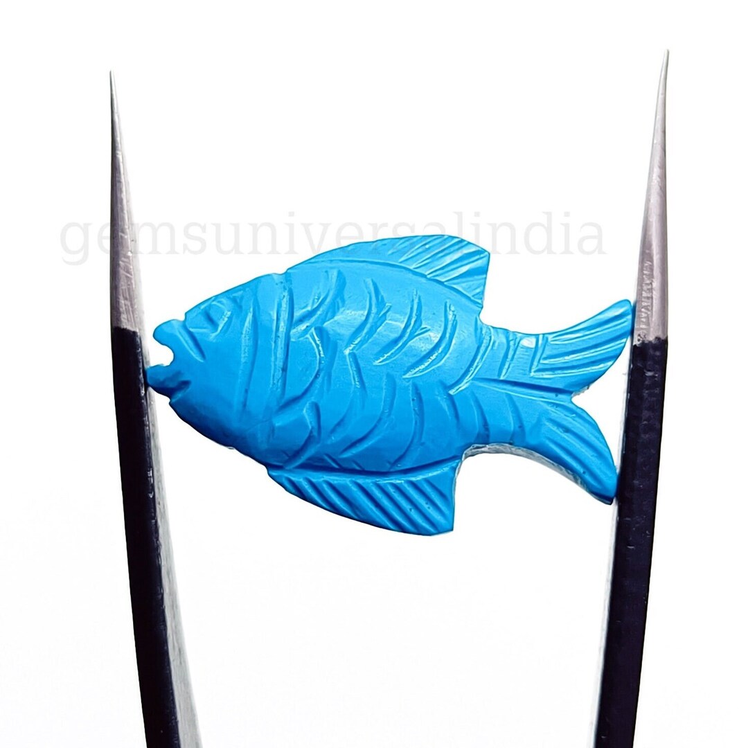 Blue Turquoise Fish Carved Gemstone, Carved Turquoise Fish Shape ...
