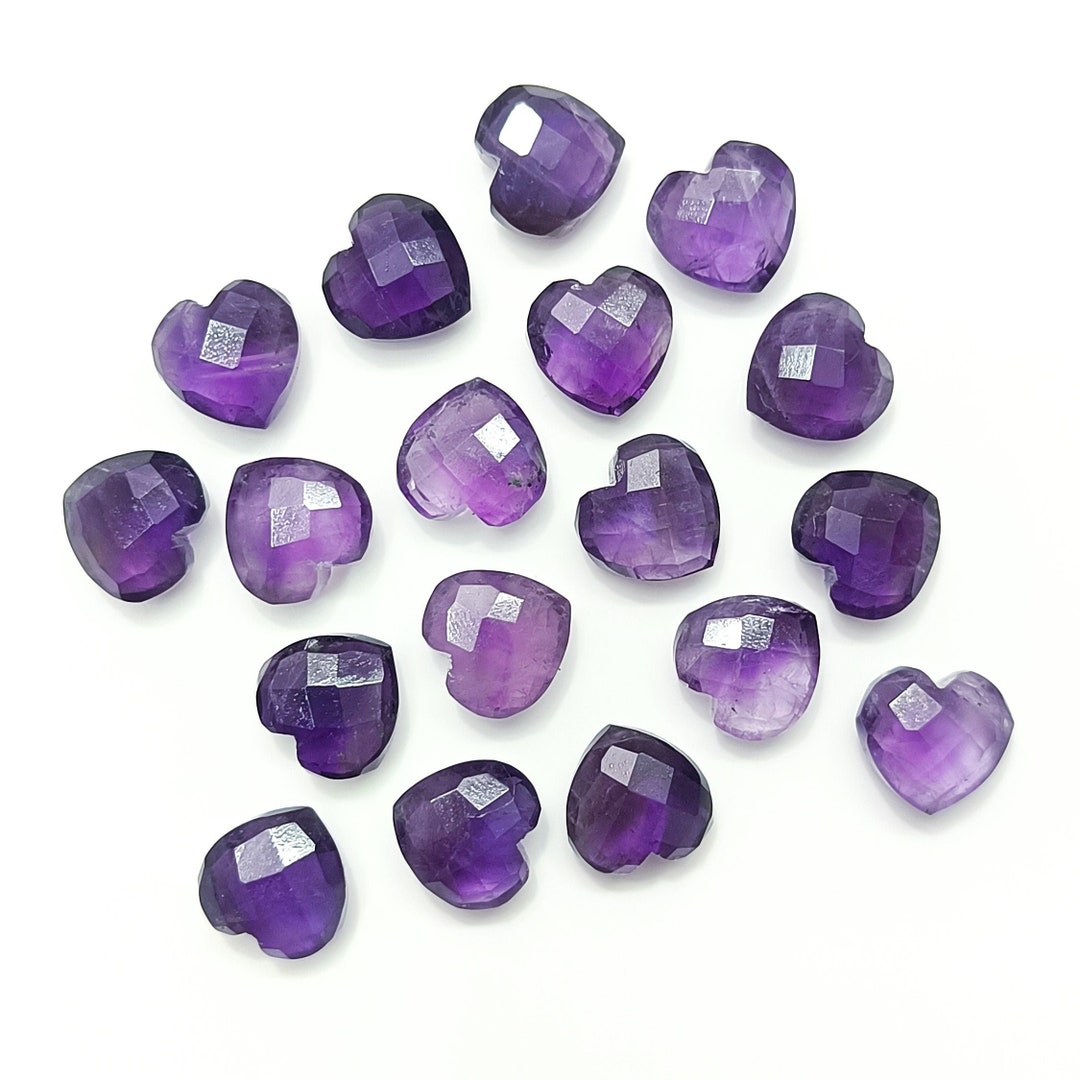 Purple Amethyst Faceted Heart Shape Briolettes, Natural Amethyst Heart ...