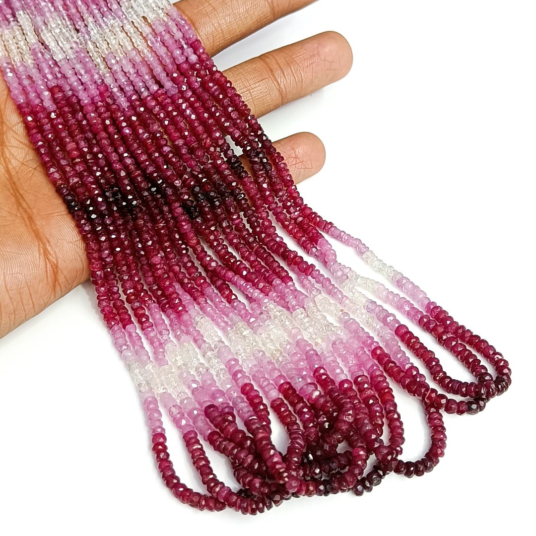 AAA++ Mozambique Ruby Shaded Faceted Beads, Natural Ruby Rondelle Beads ...