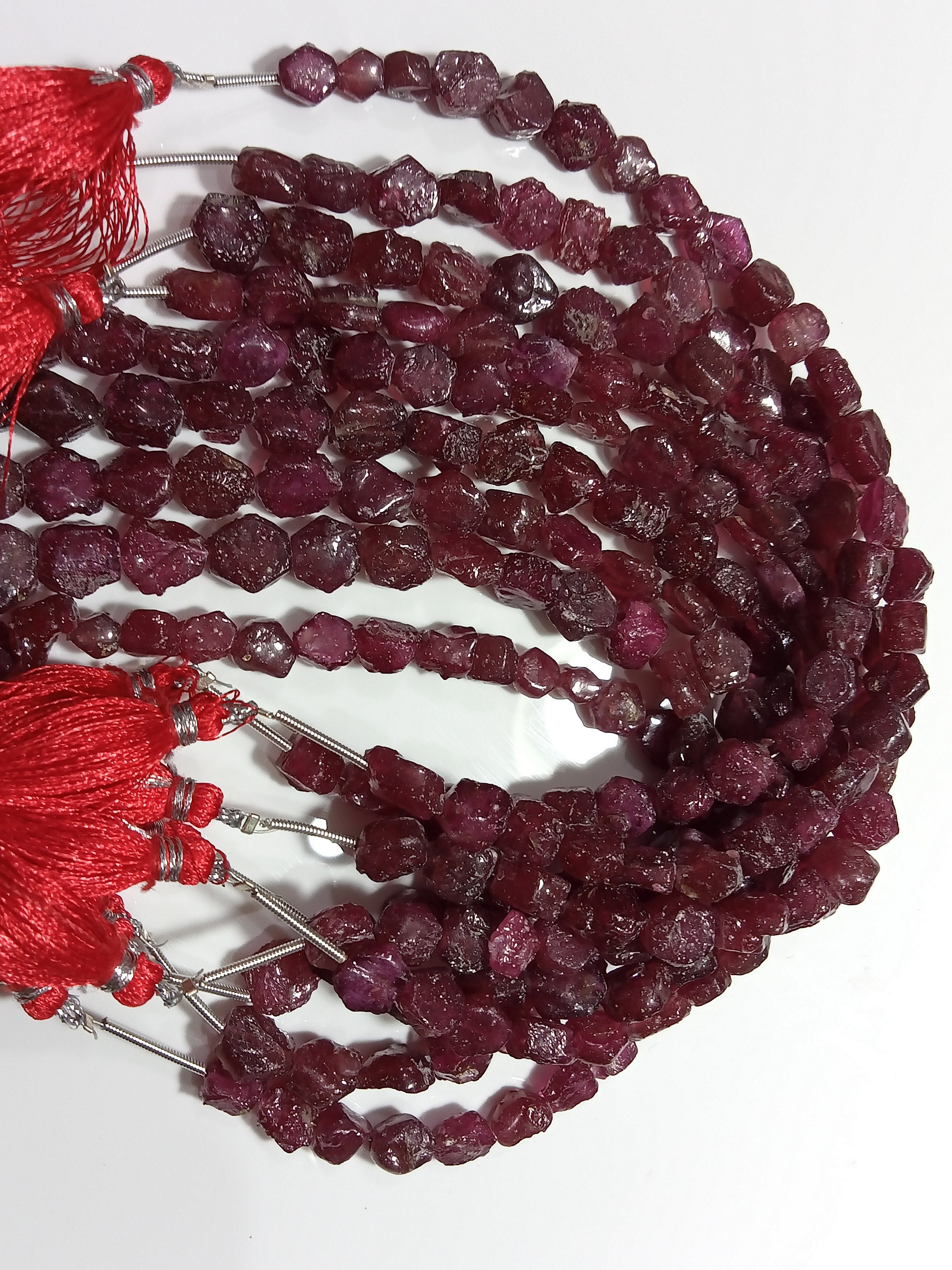 Shiny Red Ruby Uncut Chip Beads, 100% Natural Glass-filled Ruby Uncut ...