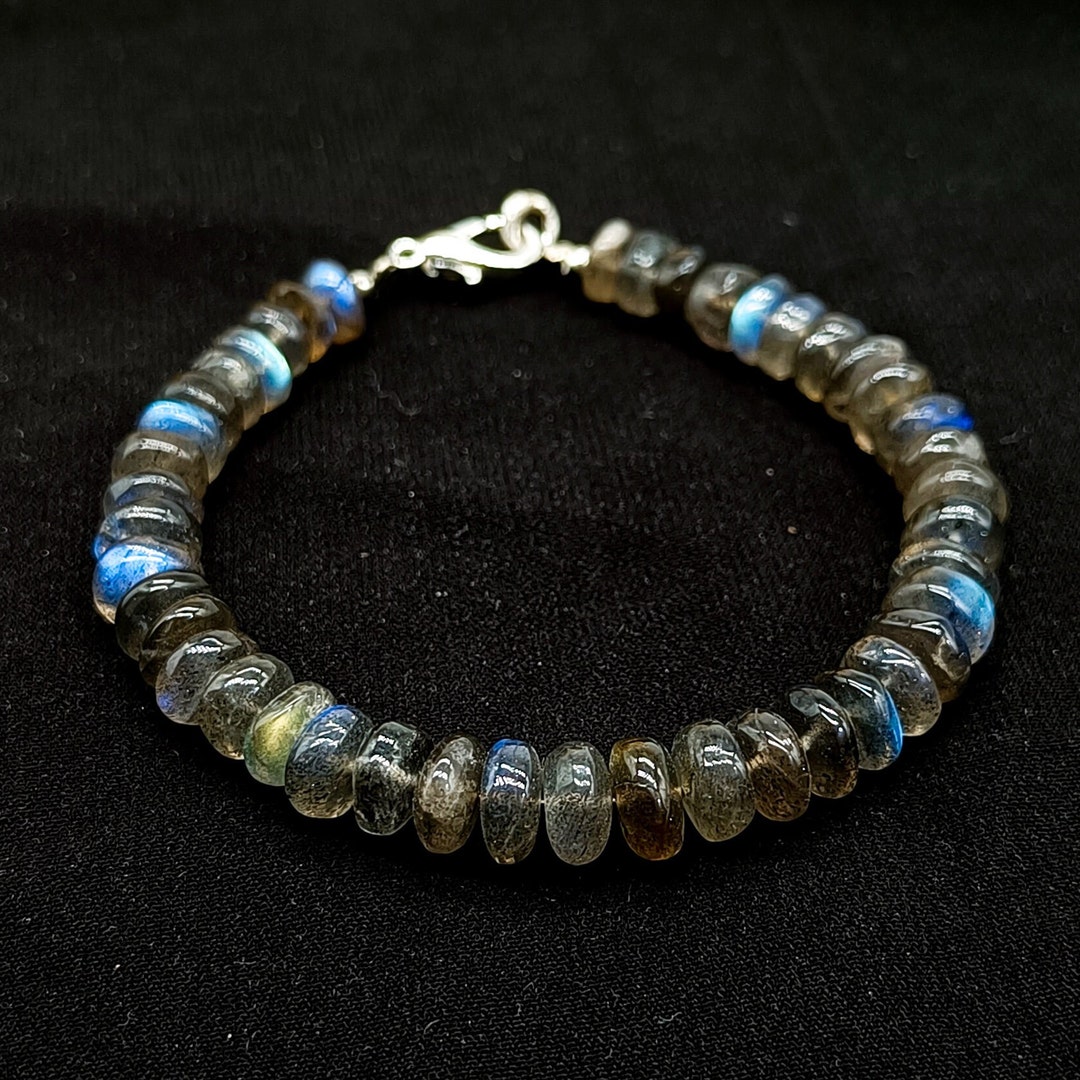 Flashy Labradorite Rondelle Beads Bracelet, Labradorite Beaded Bracelet ...