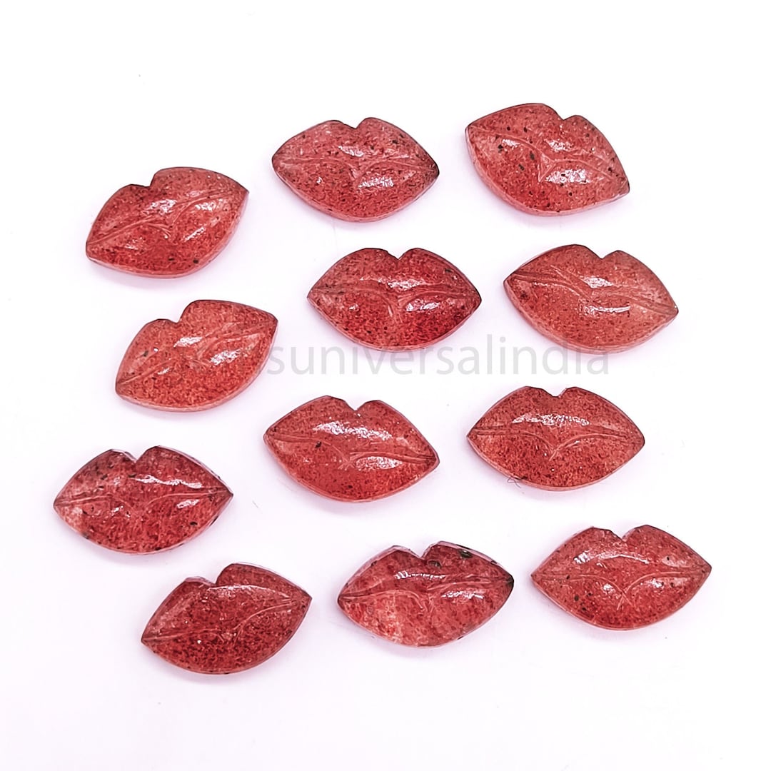 Strawberry Quartz Hand Carved Lips Shape Gemstone, Carved Gemstone ...