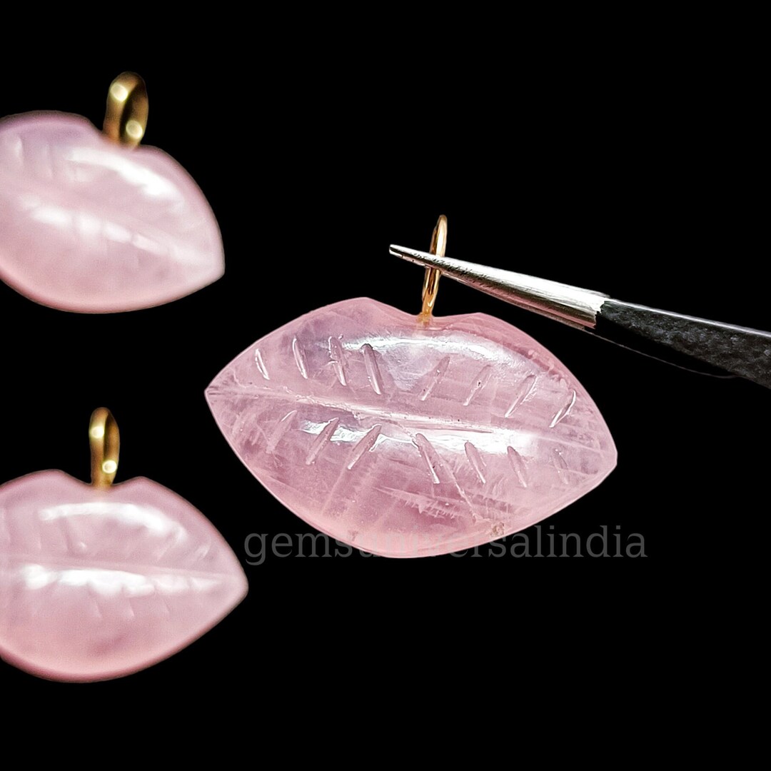 Rose Quartz Carved Lip Pendant, Natural Rose Quartz Gemstone Lips ...