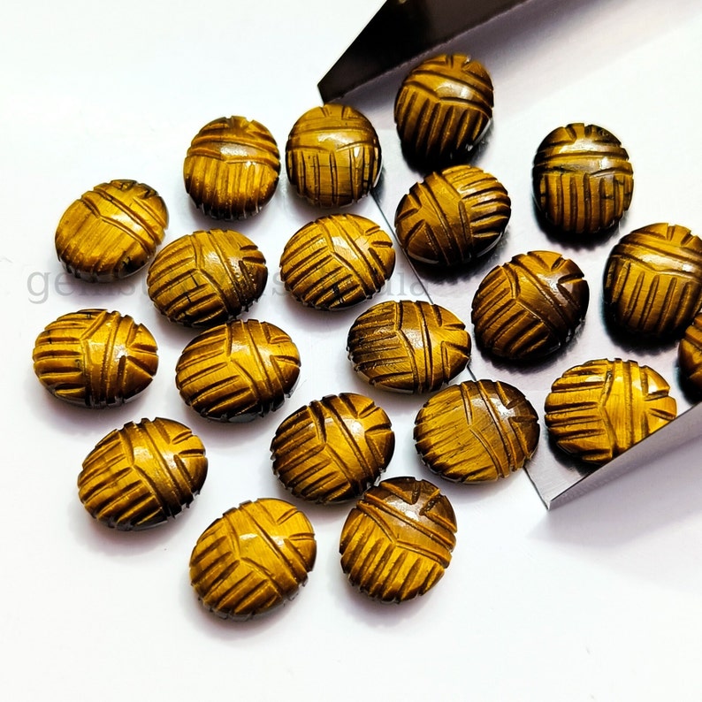 Natural Tiger Eye Scarabs Beads, Egyptian Scarabs Shape, Beetle Scarab ...