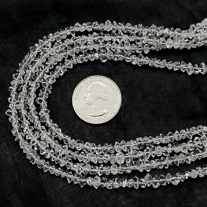 AAAA Clear Herkimer Diamond Beads, Natural Diamond Nugget Beads, Double ...