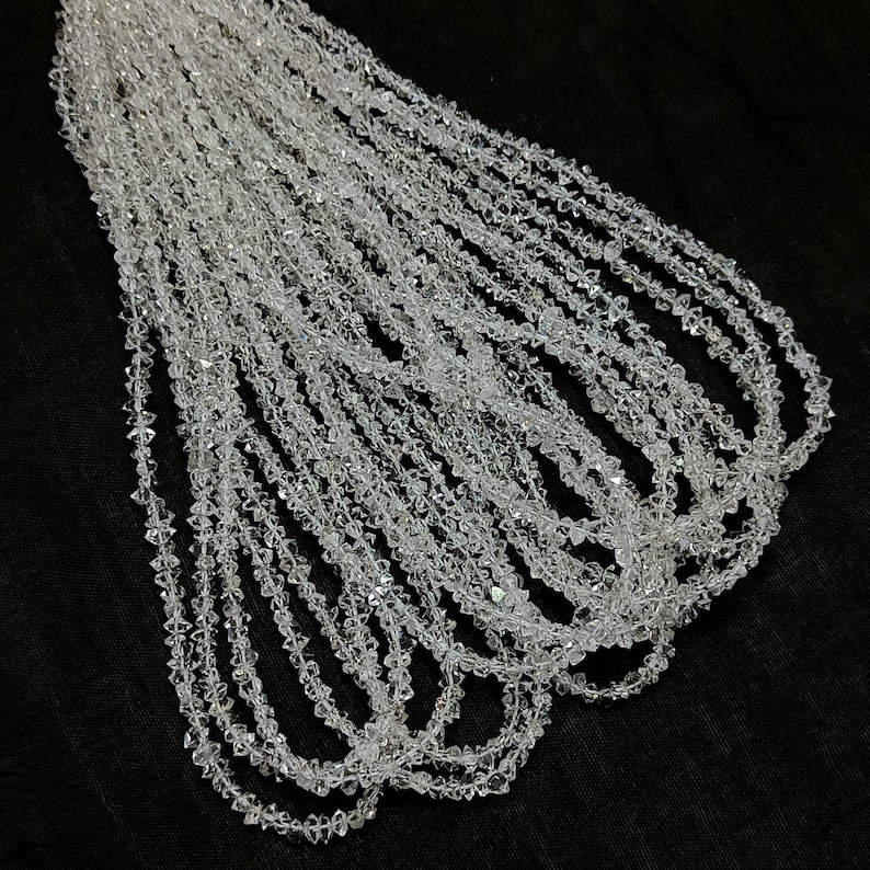 AAAA Clear Herkimer Diamond Beads, Natural Diamond Nugget Beads, Double ...
