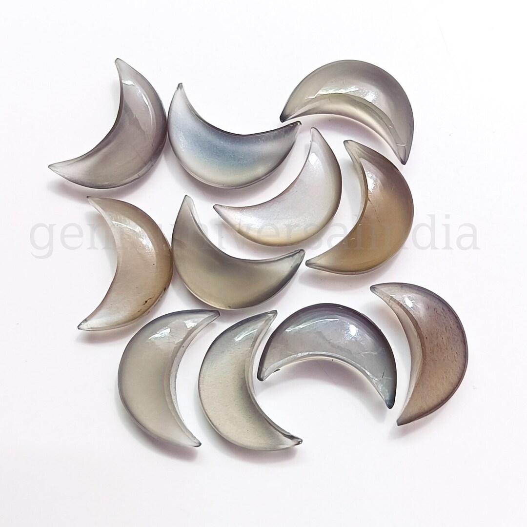 Flashy Gray Moonstone Moon Shape Gemstone, Faceted Hand Carved Crescent ...