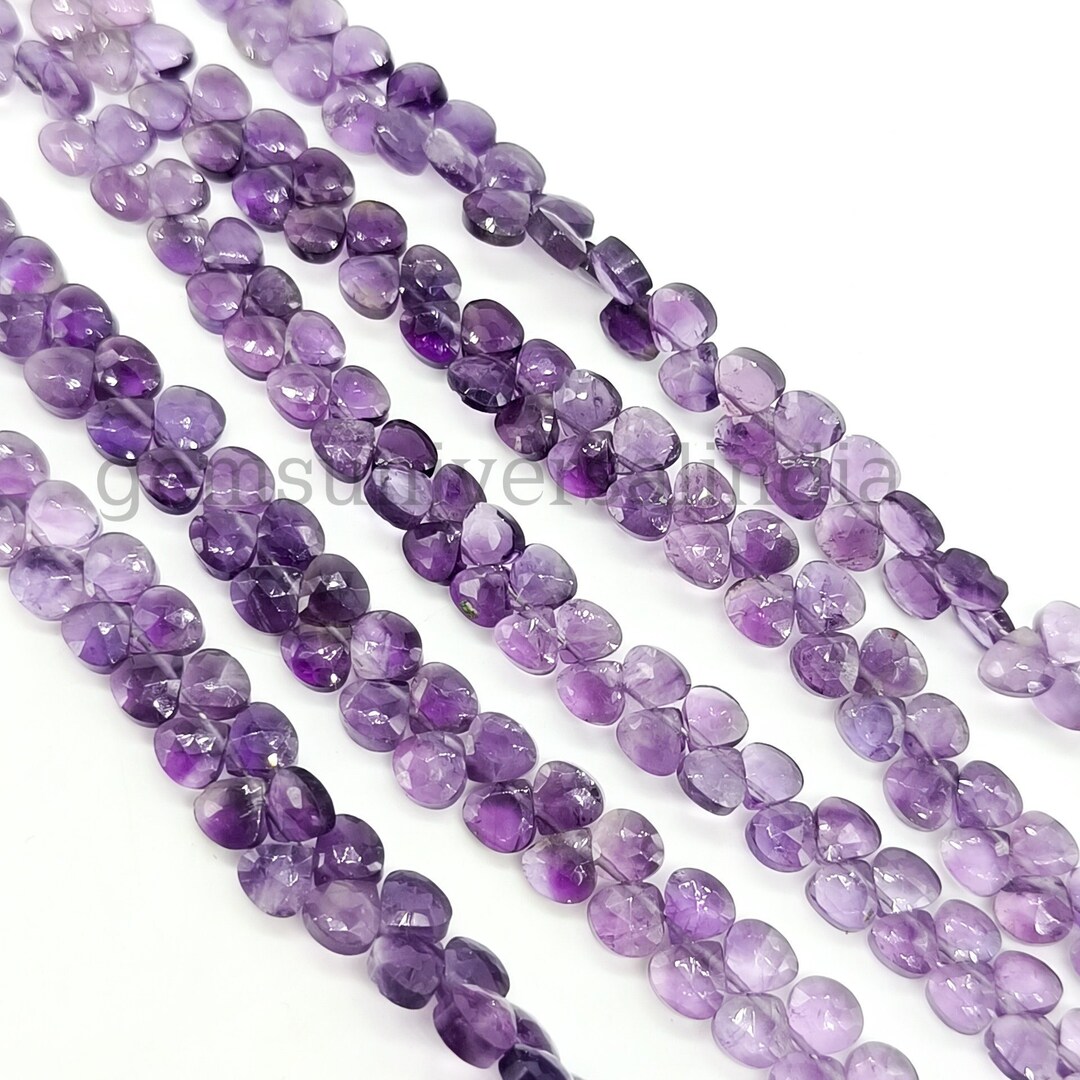 Buy Natural Amethyst Faceted Heart Beads, Amethyst Heart Shape Beads ...