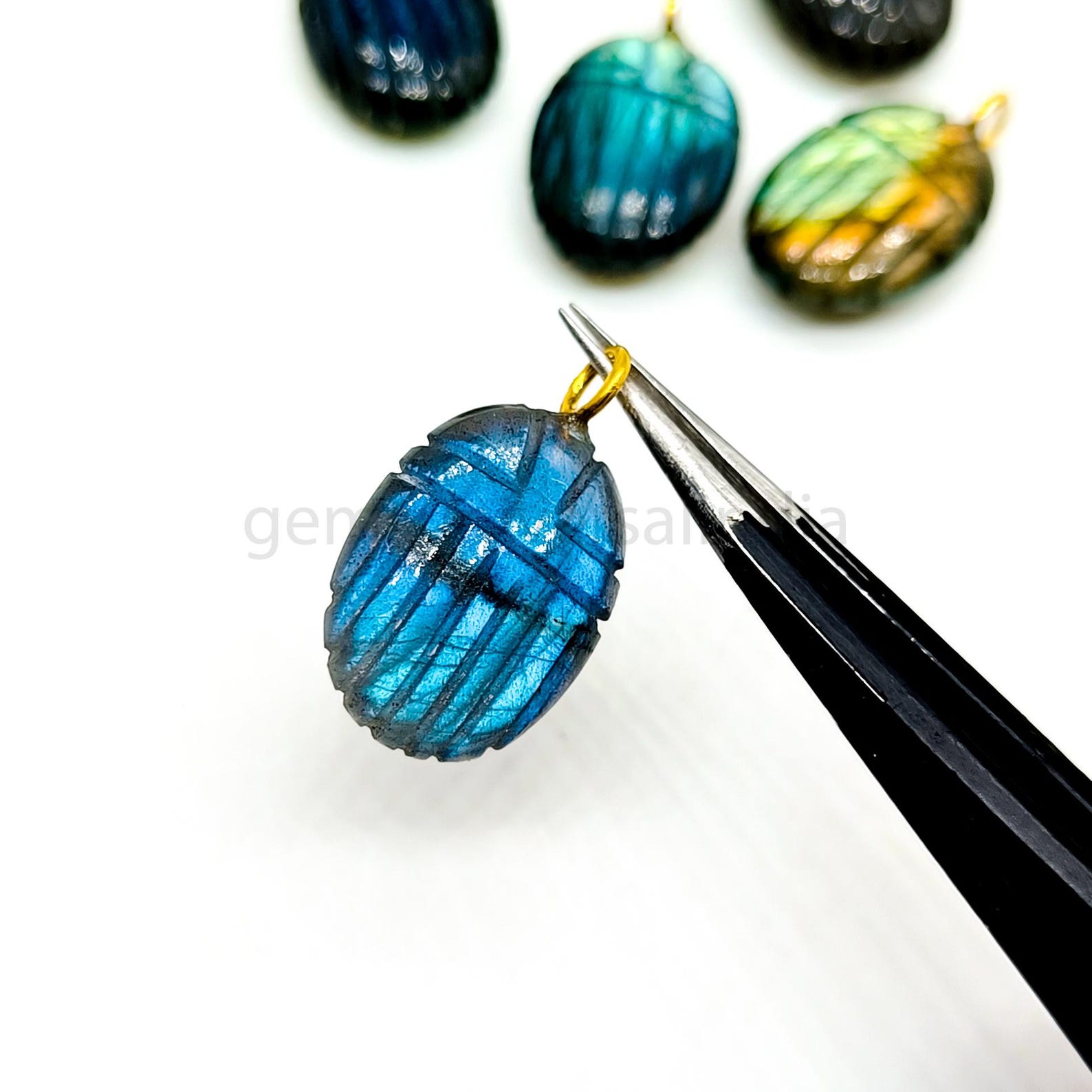 Natural Labradorite Scarab Carved Gemstone Charms, Crystal Scarab ...