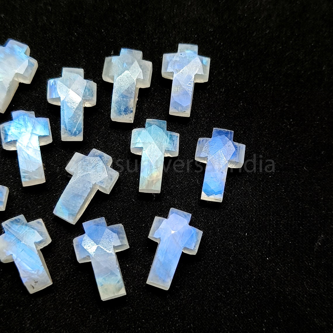 Flashy Rainbow Moonstone Cross Shape Gemstone, Hand Carved Cross Beads ...