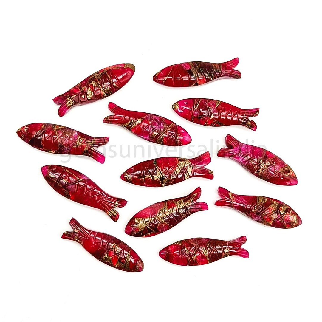 RARE Pink Copper Turquoise Carved Fish Shape Gemstone Beads, Turquoise ...