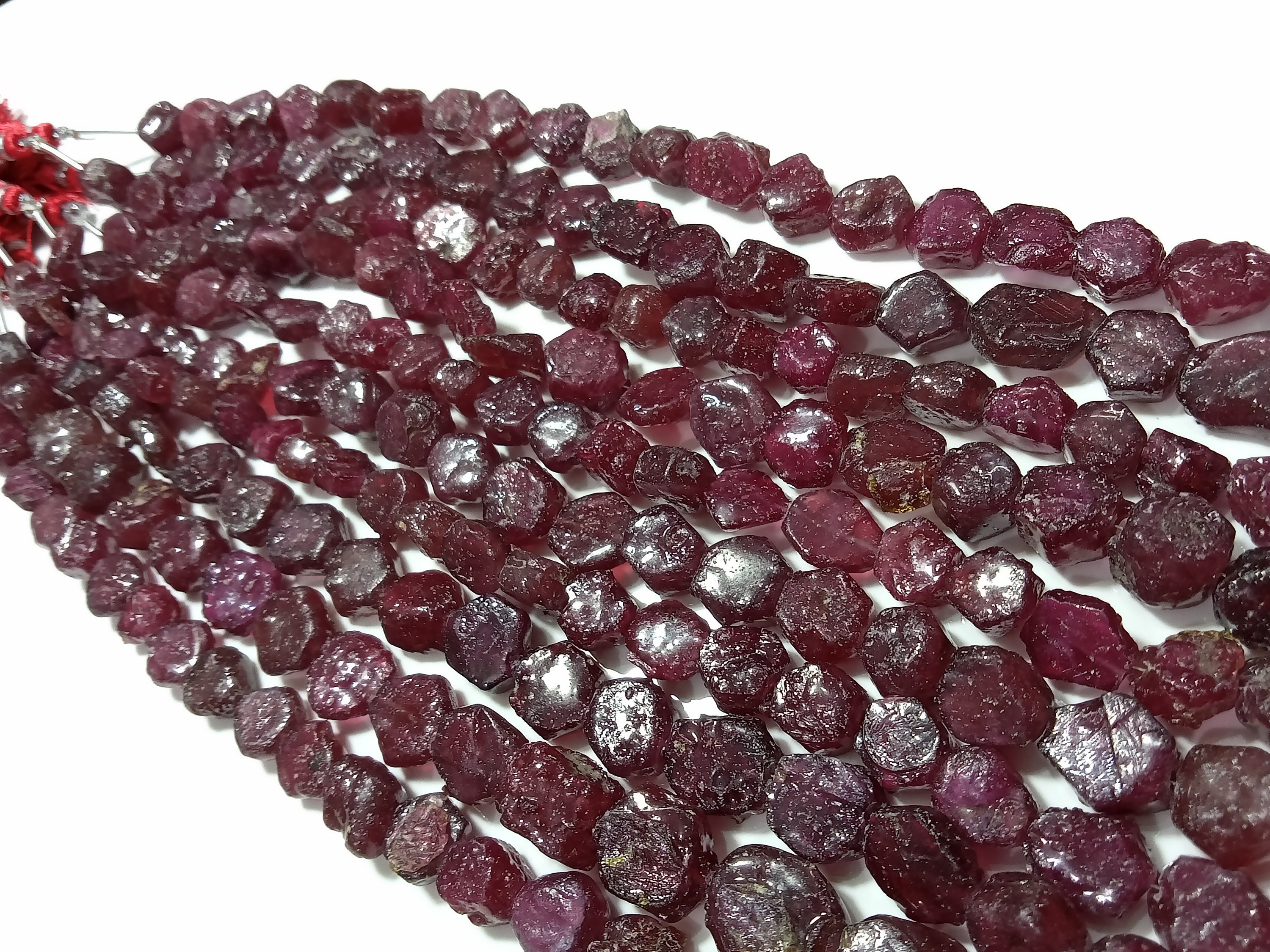 Shiny Red Ruby Uncut Chip Beads, 100% Natural Glass-filled Ruby Uncut ...