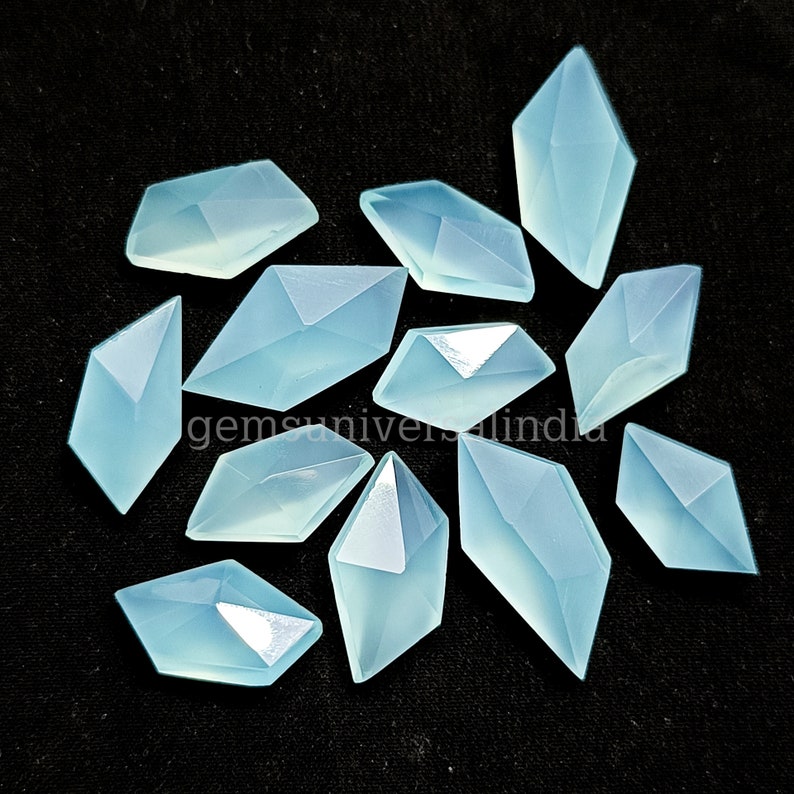 Blue Chalcedony Spindle Shape Gemstone, Hand Carved Gemstone Beads for ...
