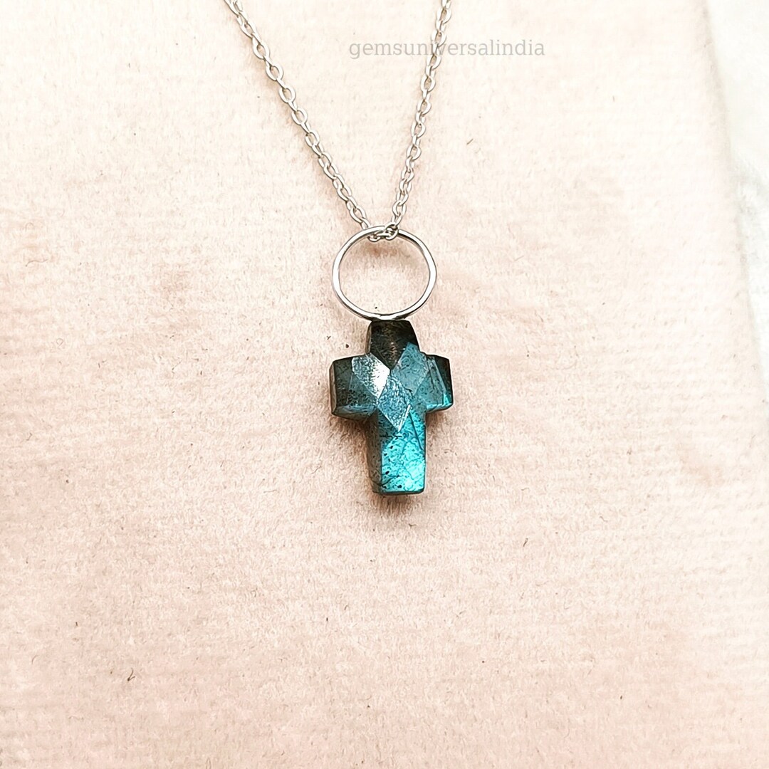 Labradorite Holy Cross Necklace, 925 Sterling Silver Pendant Necklace ...