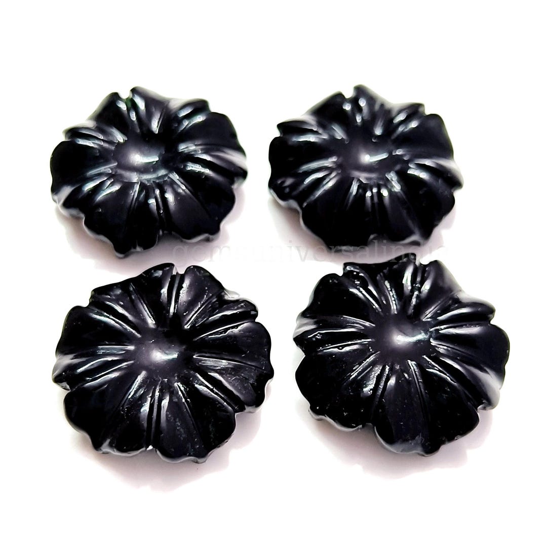 Bestselling Black Onyx Flower Shape Gemstone, Natural Onyx Carving ...