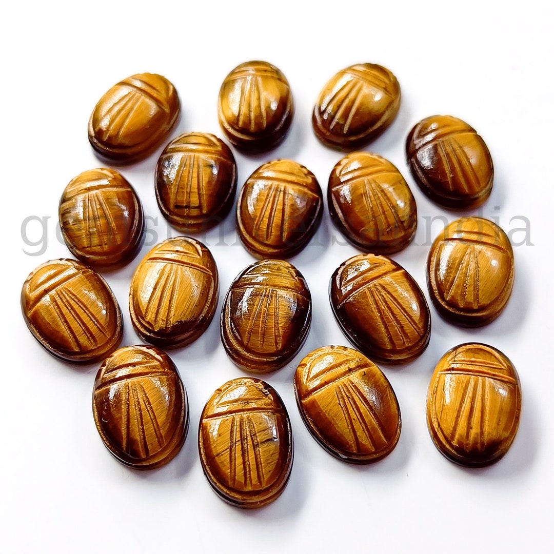 Flashy Tiger Eye Scarab Beads, Boho Egyptian Scarabs Shape, Beetle ...